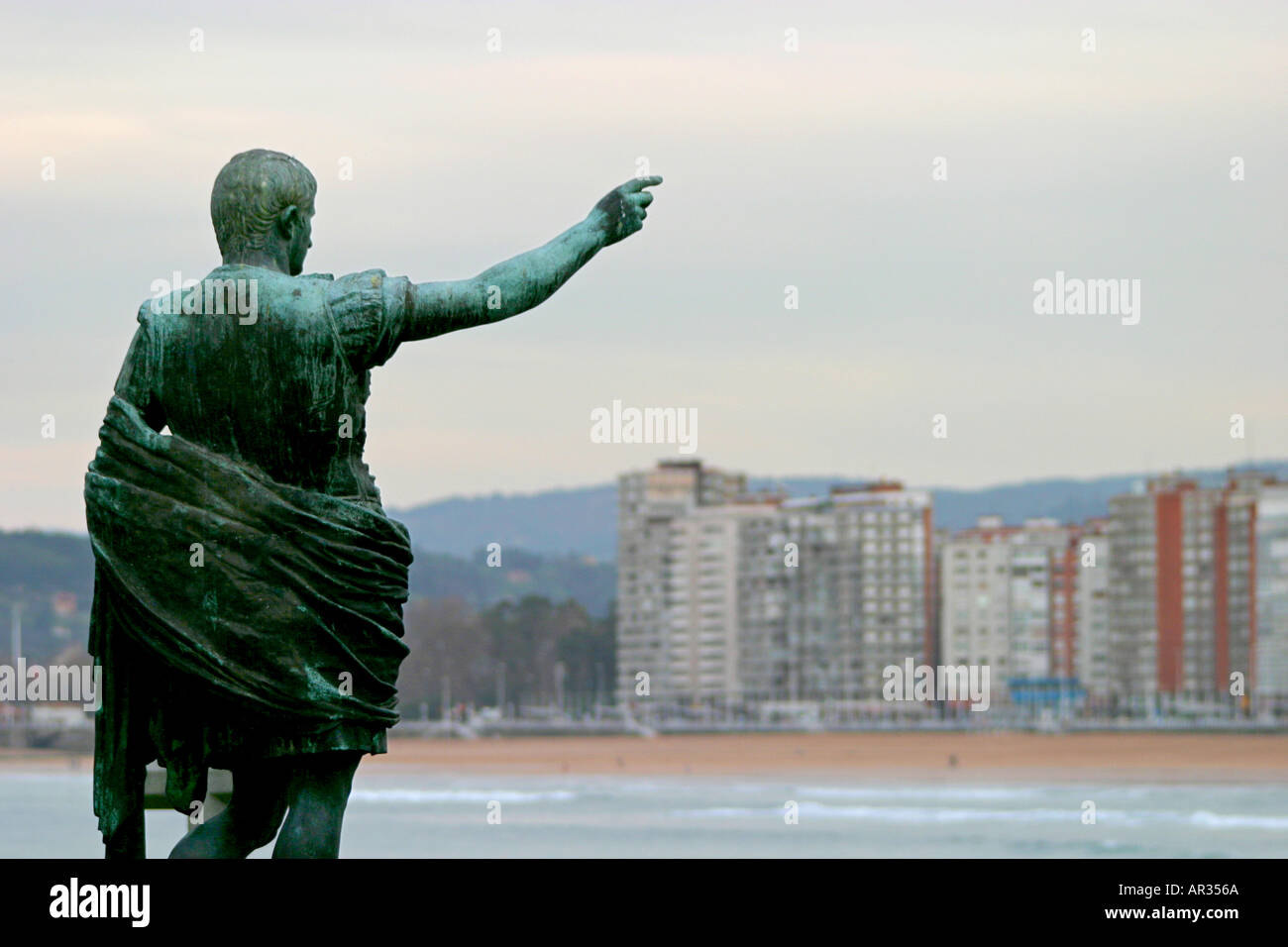 Statue of Augustus Caesar with outstretched arm overlooking San Lorenzo ...