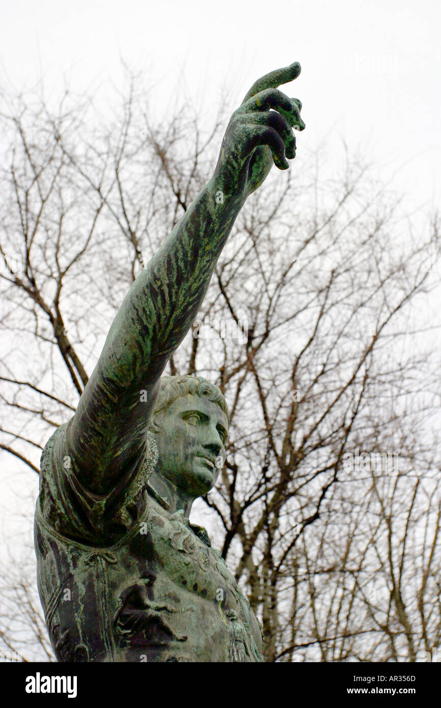 Statue of Augustus Caesar with outstretched arm overlooking San Lorenzo ...