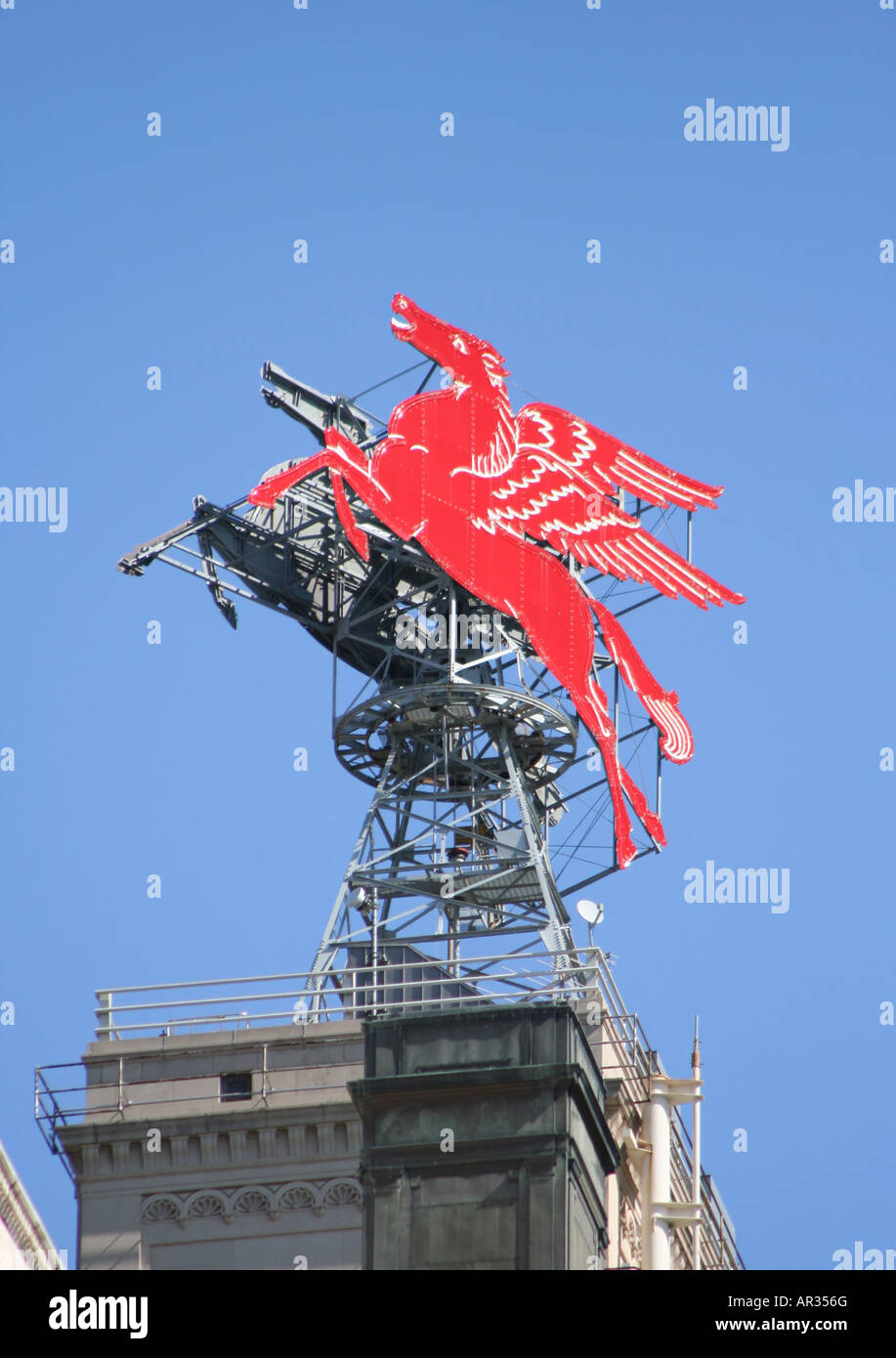 Flying Red Pegasus on top of Magnolia Building downtown Dallas Texas ...