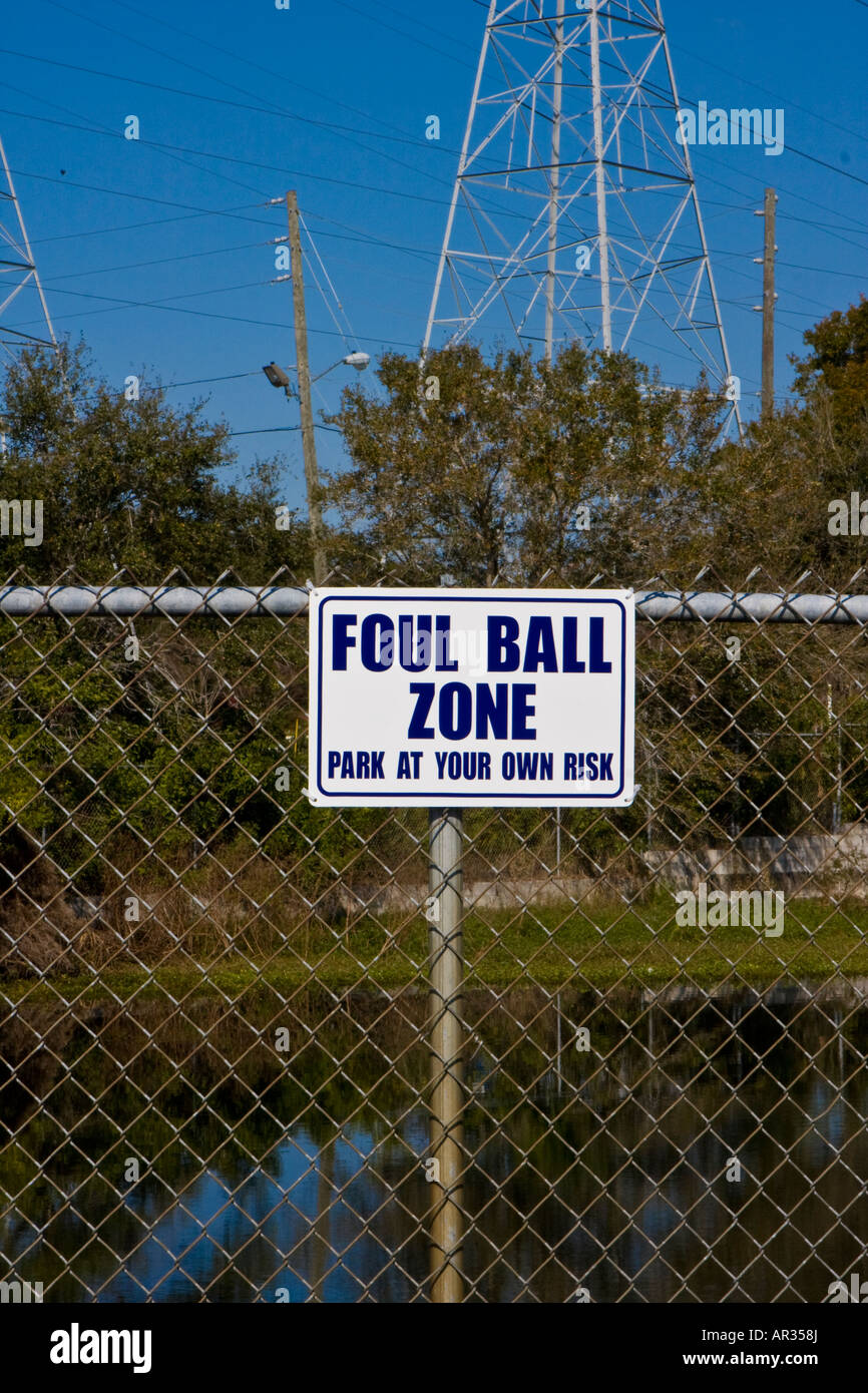 Foul Ball Zone Sign Stock Photo - Alamy