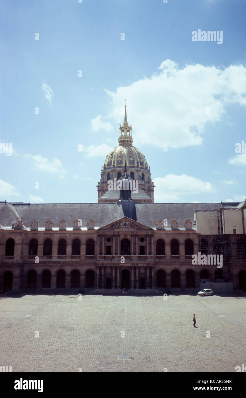 Cour d'honneur and dome in the Invalides palace in Paris Stock Photo ...