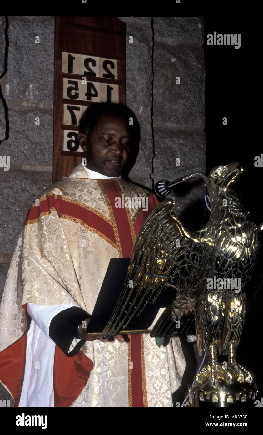 Bishop reading from the lectern in the Anglican Cathedral in Harare ...