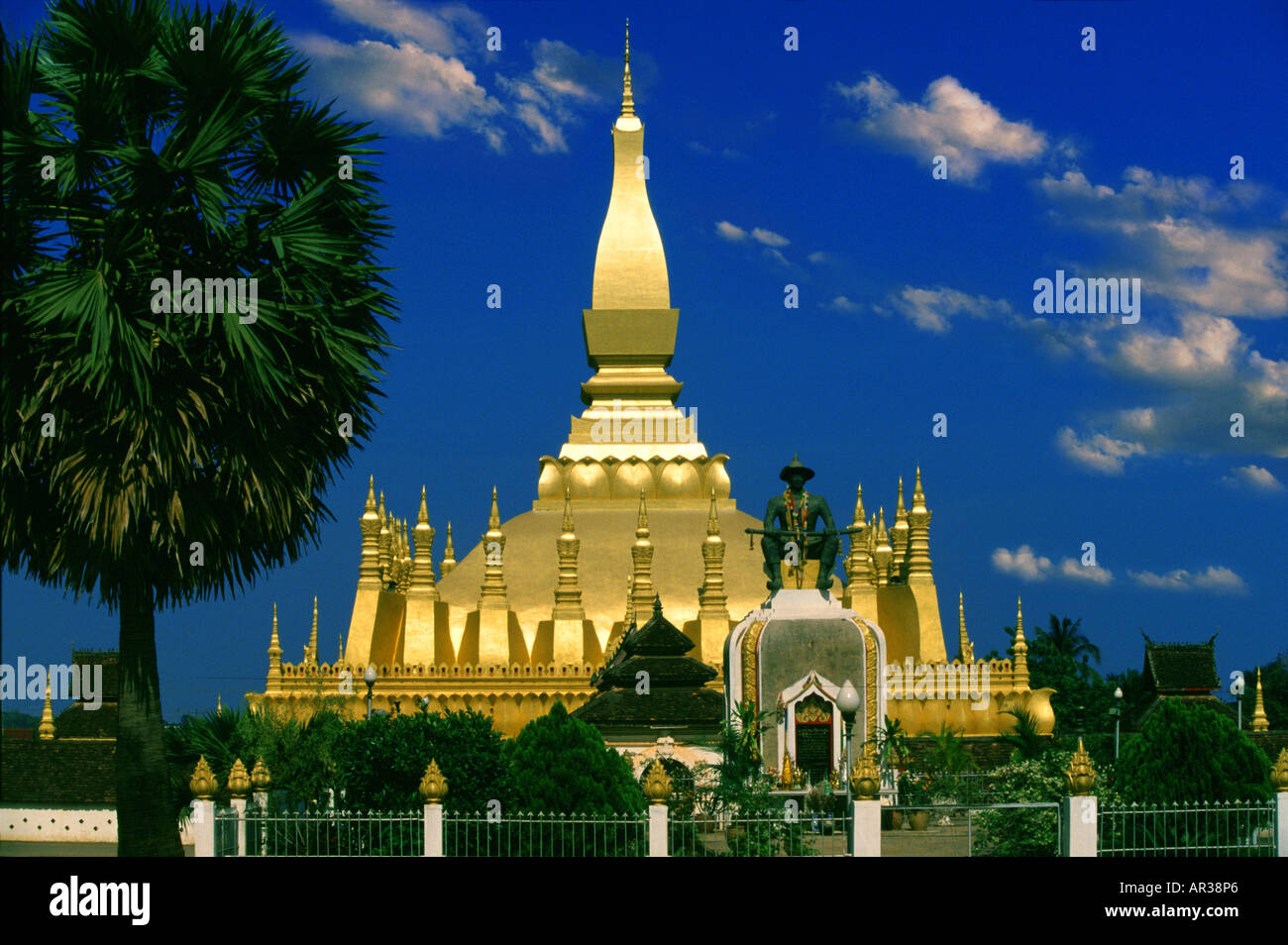 Golden That Luang stupa under blue sky, Vientiane, Laos, Asia Stock ...