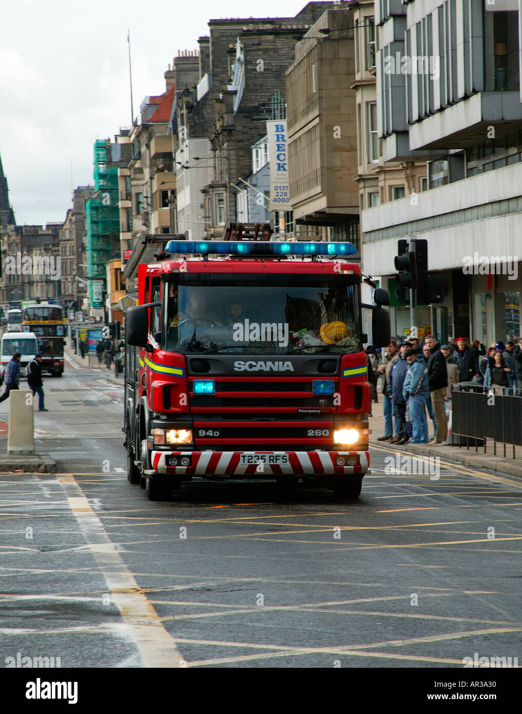 Lothian and Borders Fire engine in Princes Street Edinburgh Scotland UK ...