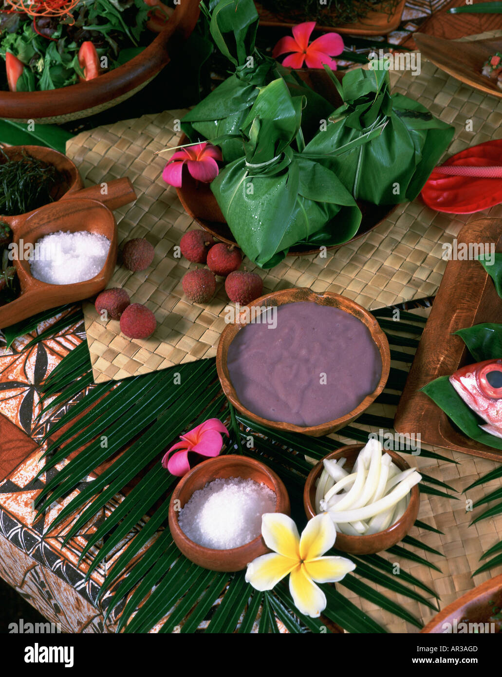 Fish and poi for Hawaiian luau Stock Photo - Alamy