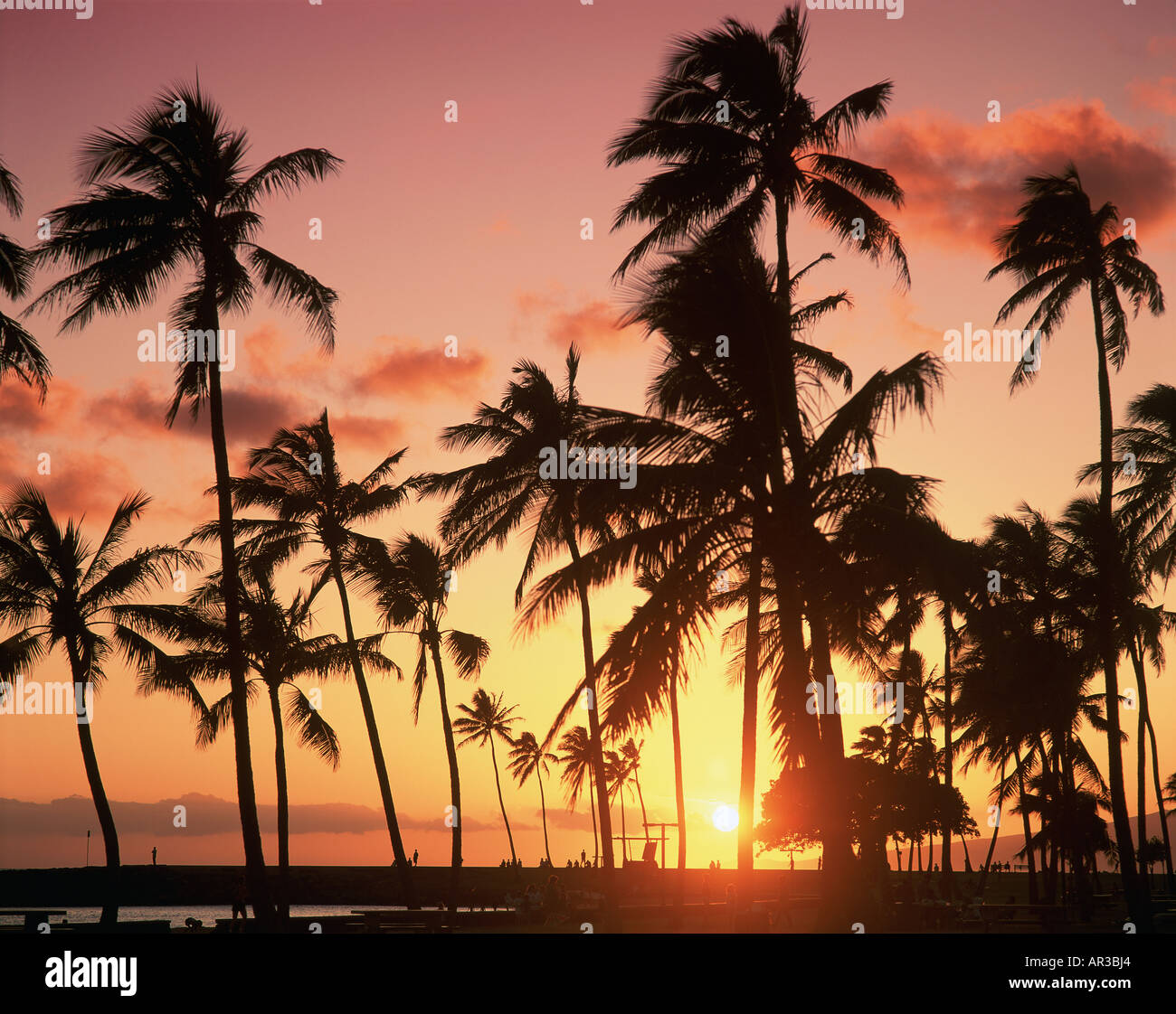 Sunset Magic Island Waikiki Oahu Hawaii Stock Photo - Alamy