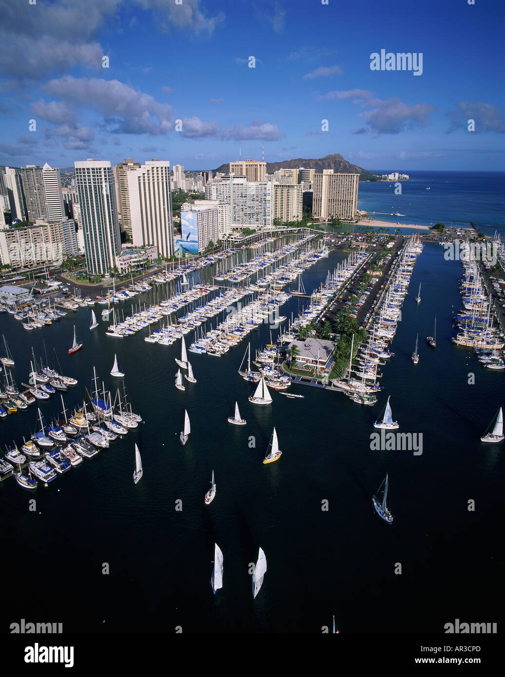 Sailboat race Ala Wai Yacht Harbor Waikiki Oahu hawaii Stock Photo - Alamy