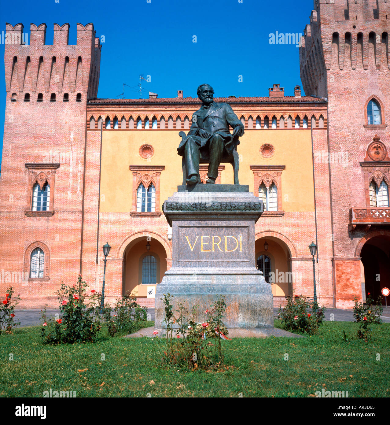monument of Giuseppe Verdi at his place of birth Roncole Italy Stock ...