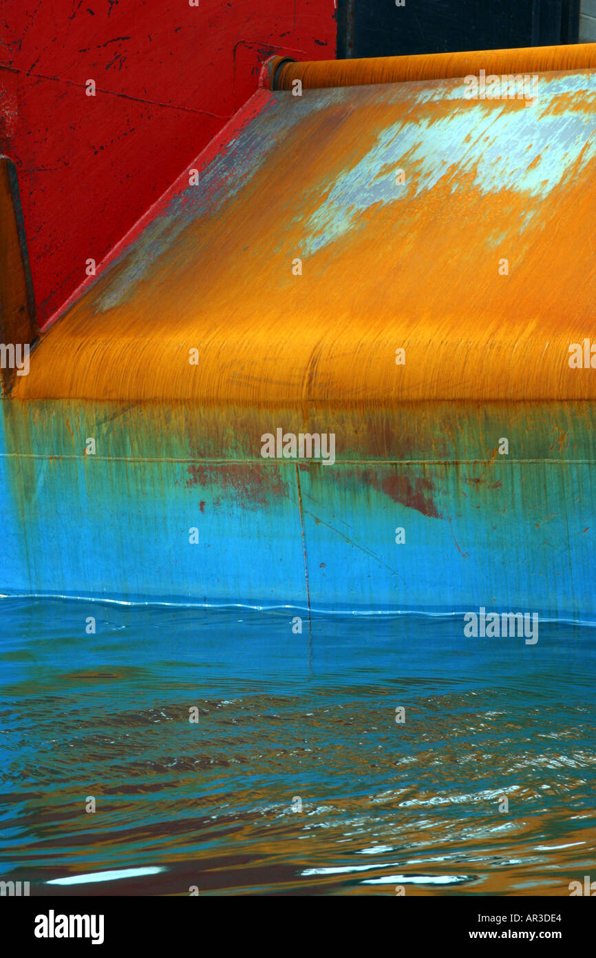 Abstract image of back section of a fishing boat in Newport Oregon ...
