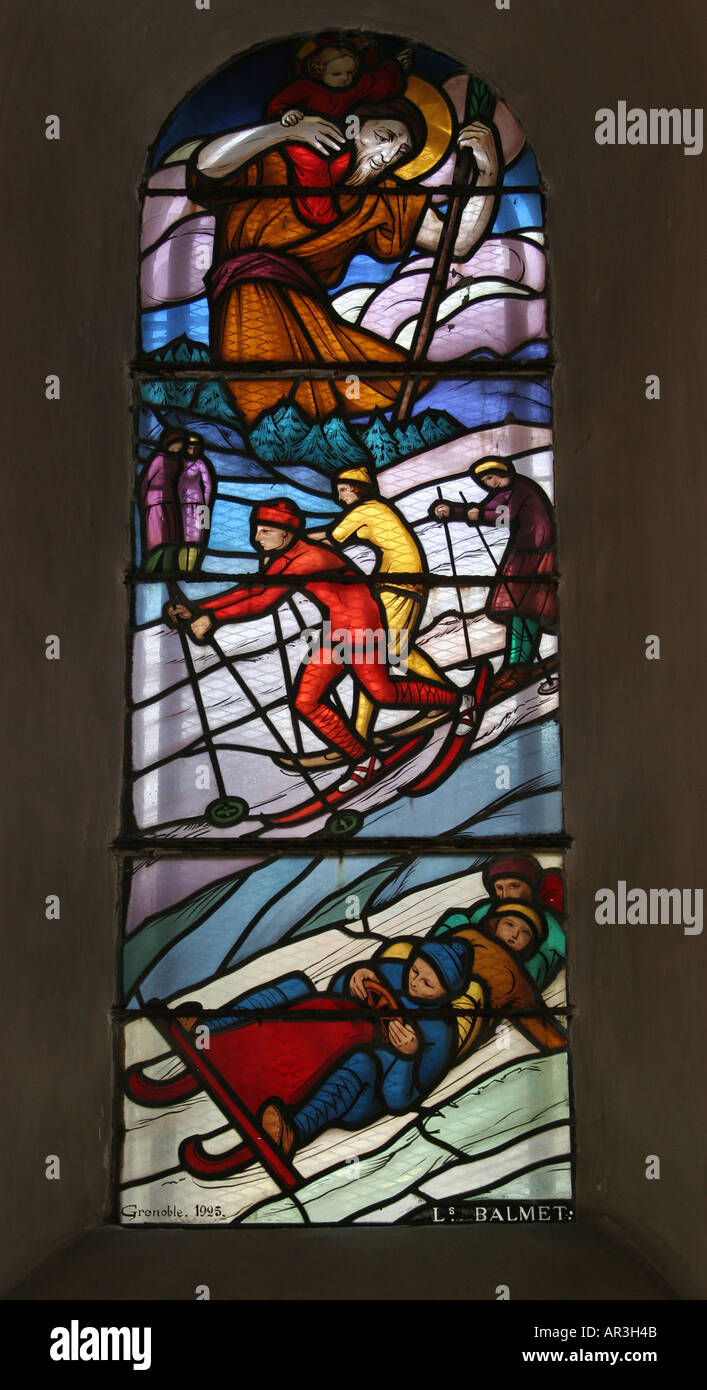 Stained glass window Eglise St Michel Chamonix France Stock Photo - Alamy