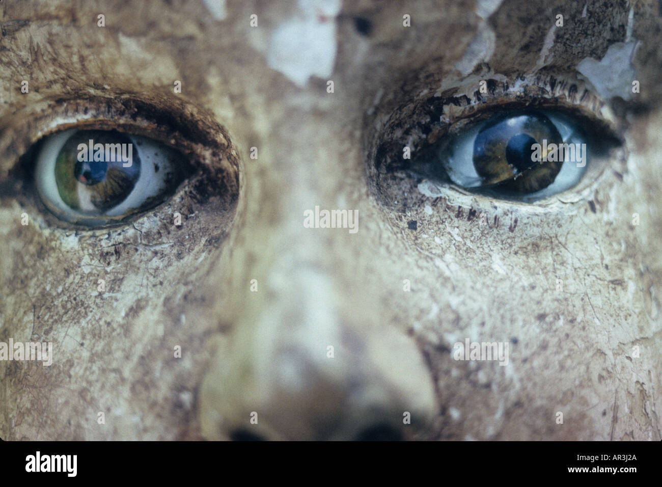 Glass eyes in a seventeenth century door greeter statue Stock Photo - Alamy