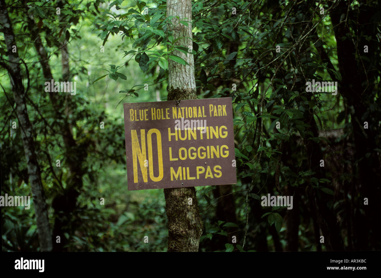 National Park sign Belize Stock Photo - Alamy