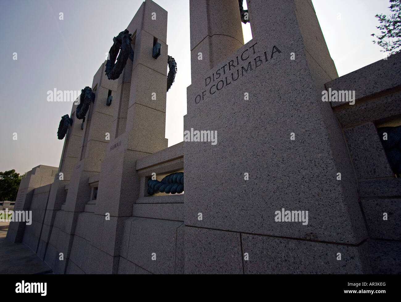 Pillars at the WWII memorial in Washington DC Stock Photo - Alamy