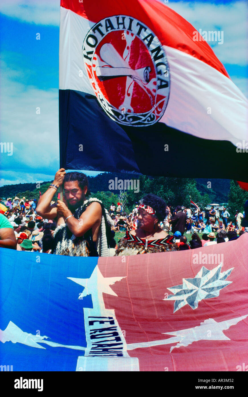 Waitangi New Zealand Maori Prince Carrying Maori Flag Stock Photo - Alamy