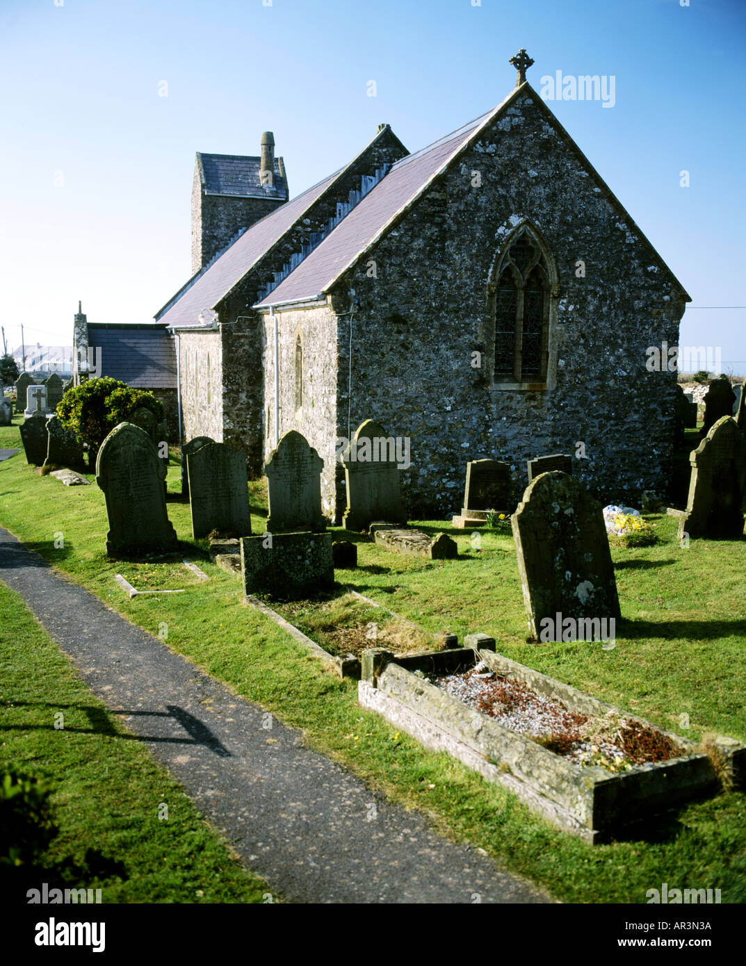 church at rhossili gower peninsula south wales Stock Photo - Alamy