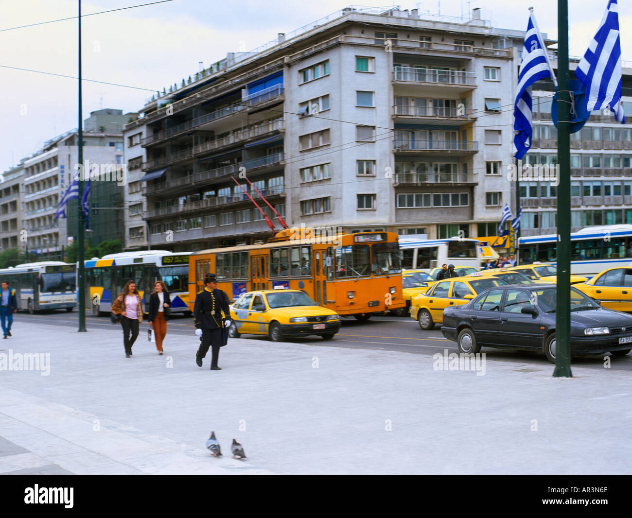 Athens Greece Syntagma Trolley Bus Taxis in Traffic Stock Photo - Alamy