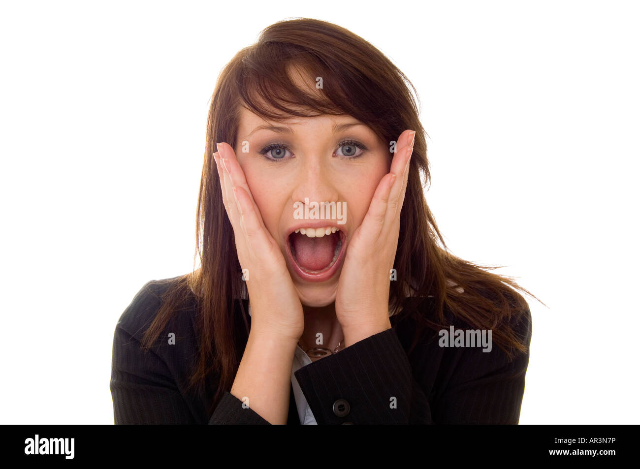 woman with shocked expression Stock Photo - Alamy