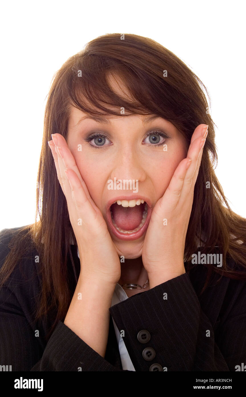 woman with shocked expression Stock Photo - Alamy