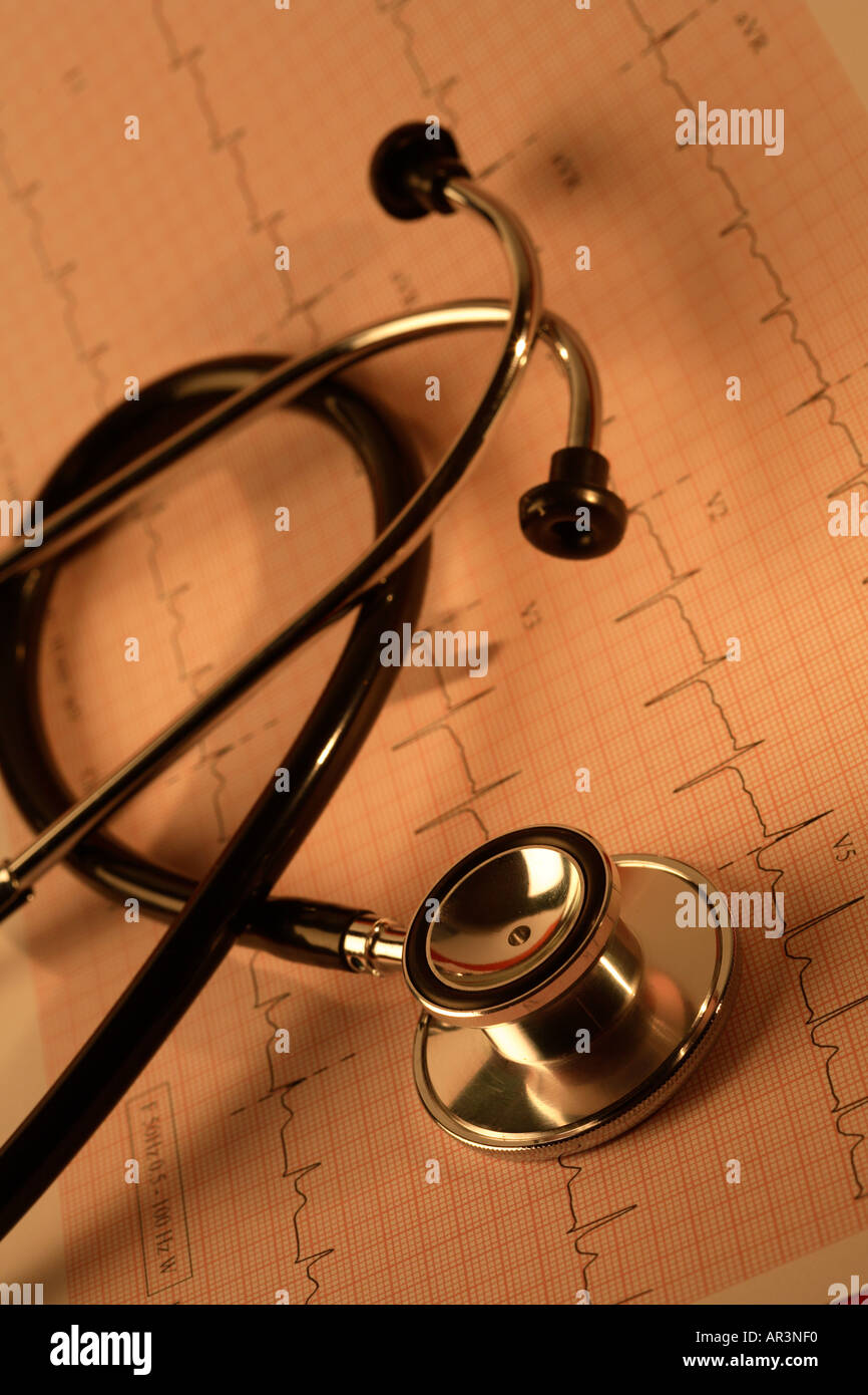 Dual Head Stethoscope ECG Trace Stock Photo - Alamy