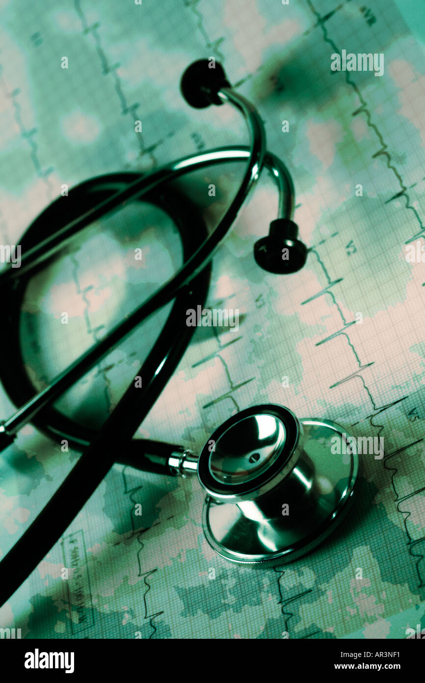 Dual Head Stethoscope ECG Trace Stock Photo - Alamy
