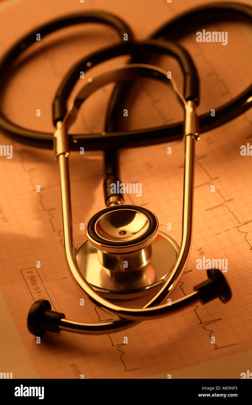 Dual Head Stethoscope ECG Trace Stock Photo - Alamy