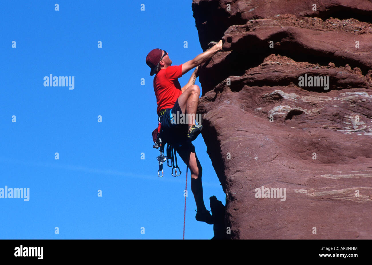 Rock climbers at Fisher towers near Moab Utah Stock Photo - Alamy