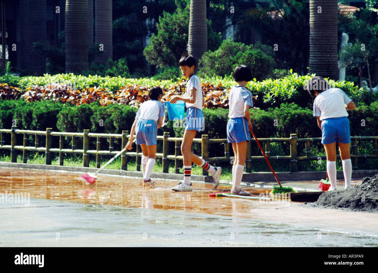 Taipei Taiwan Children Cleaning Playground Stock Photo - Alamy