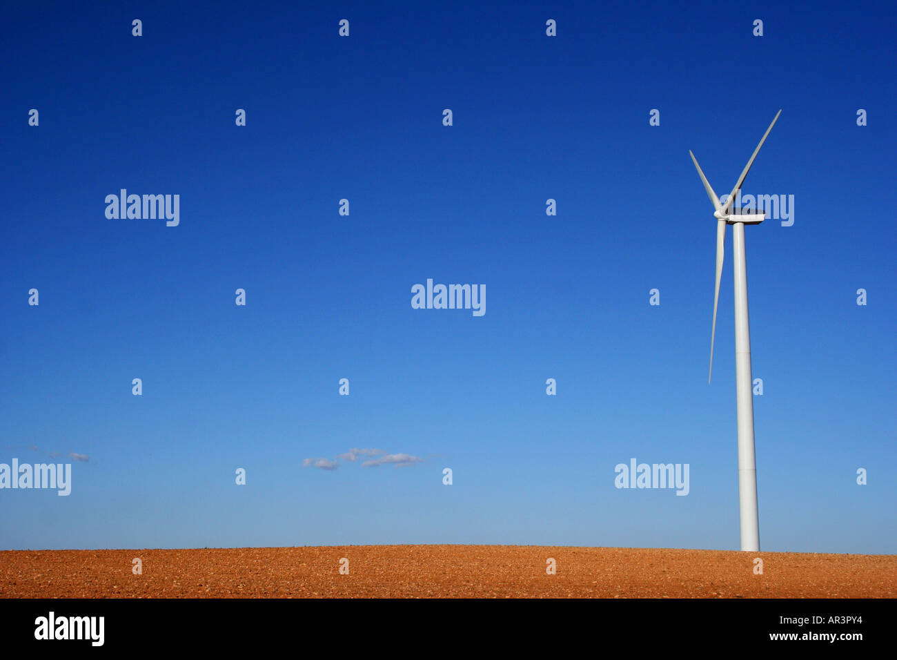 Large onshore horizontal axis three-bladed wind turbine, part of a wind ...