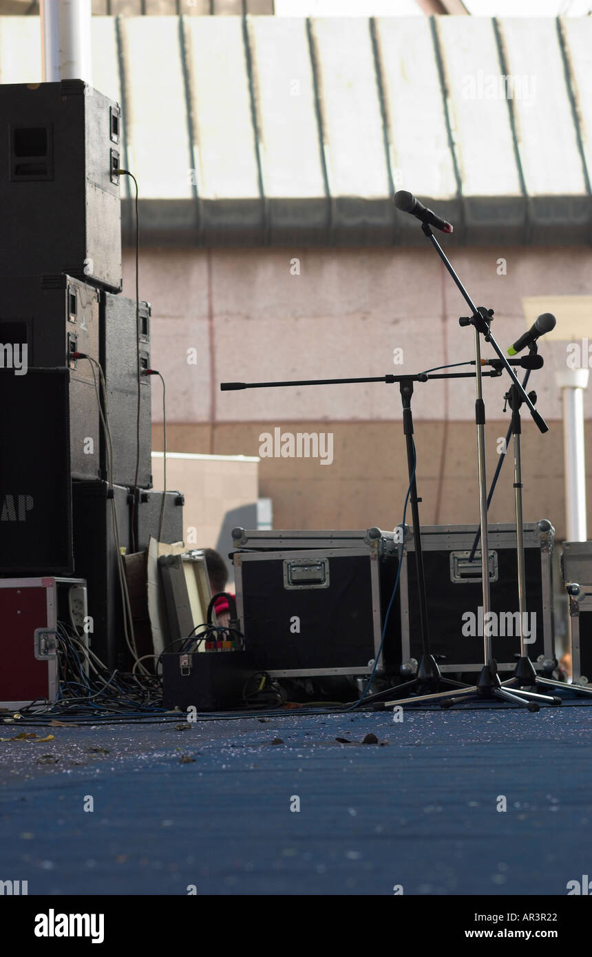 Musical equipment on stage Stock Photo - Alamy