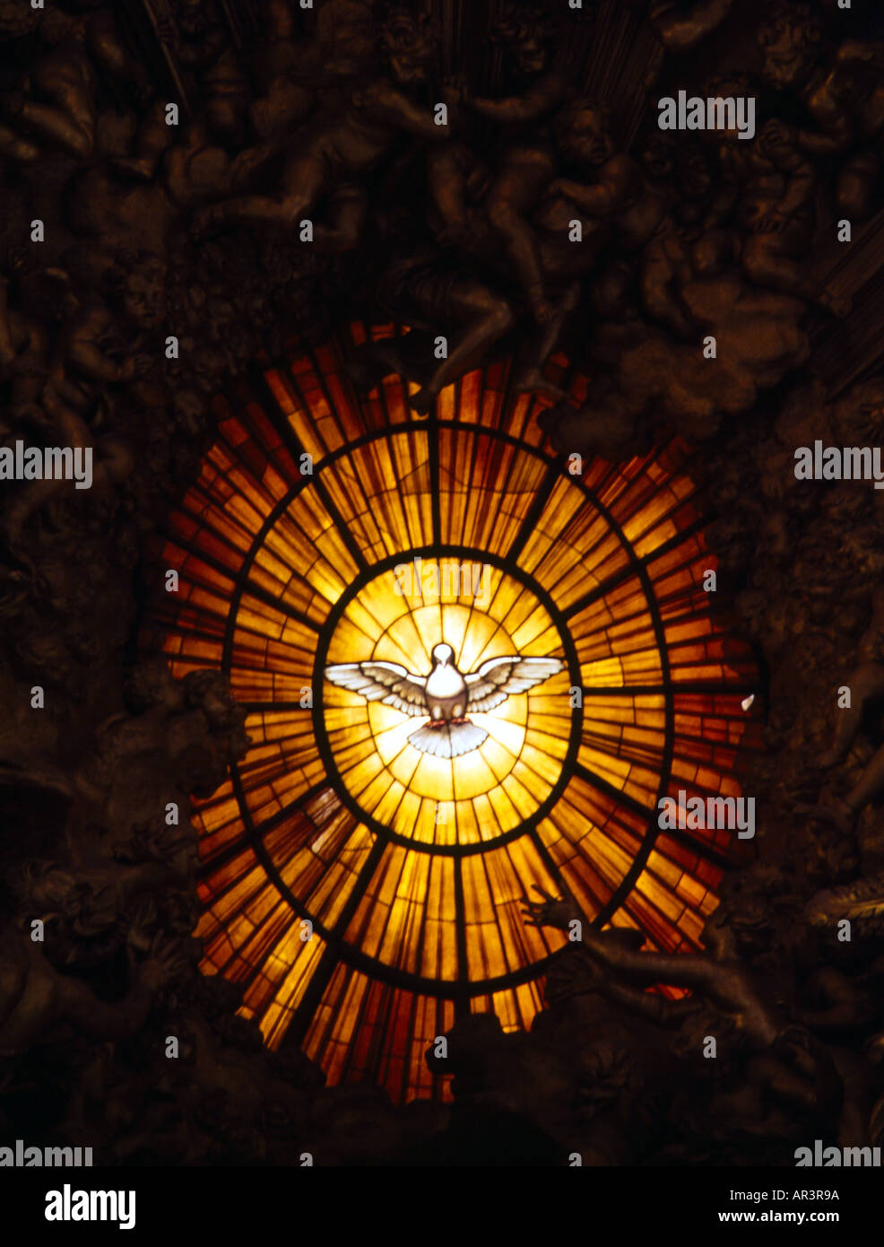 Vatican Rome Italy St Peters Basilica Stained Glass Window with Dove ...