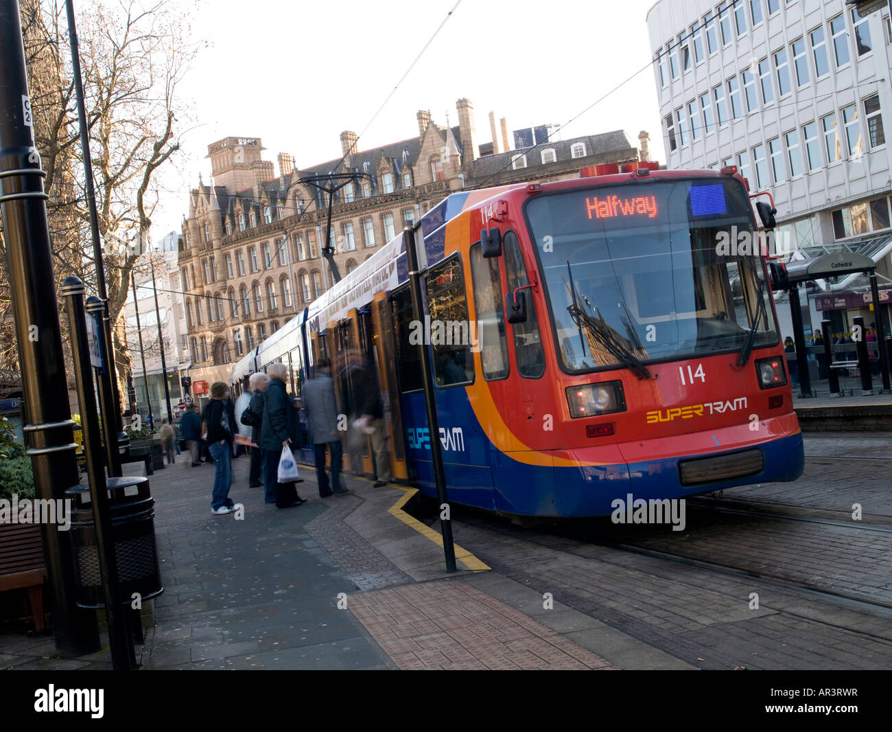 Supertram Sheffield, city centre, South Yorkshire,Northern England ...