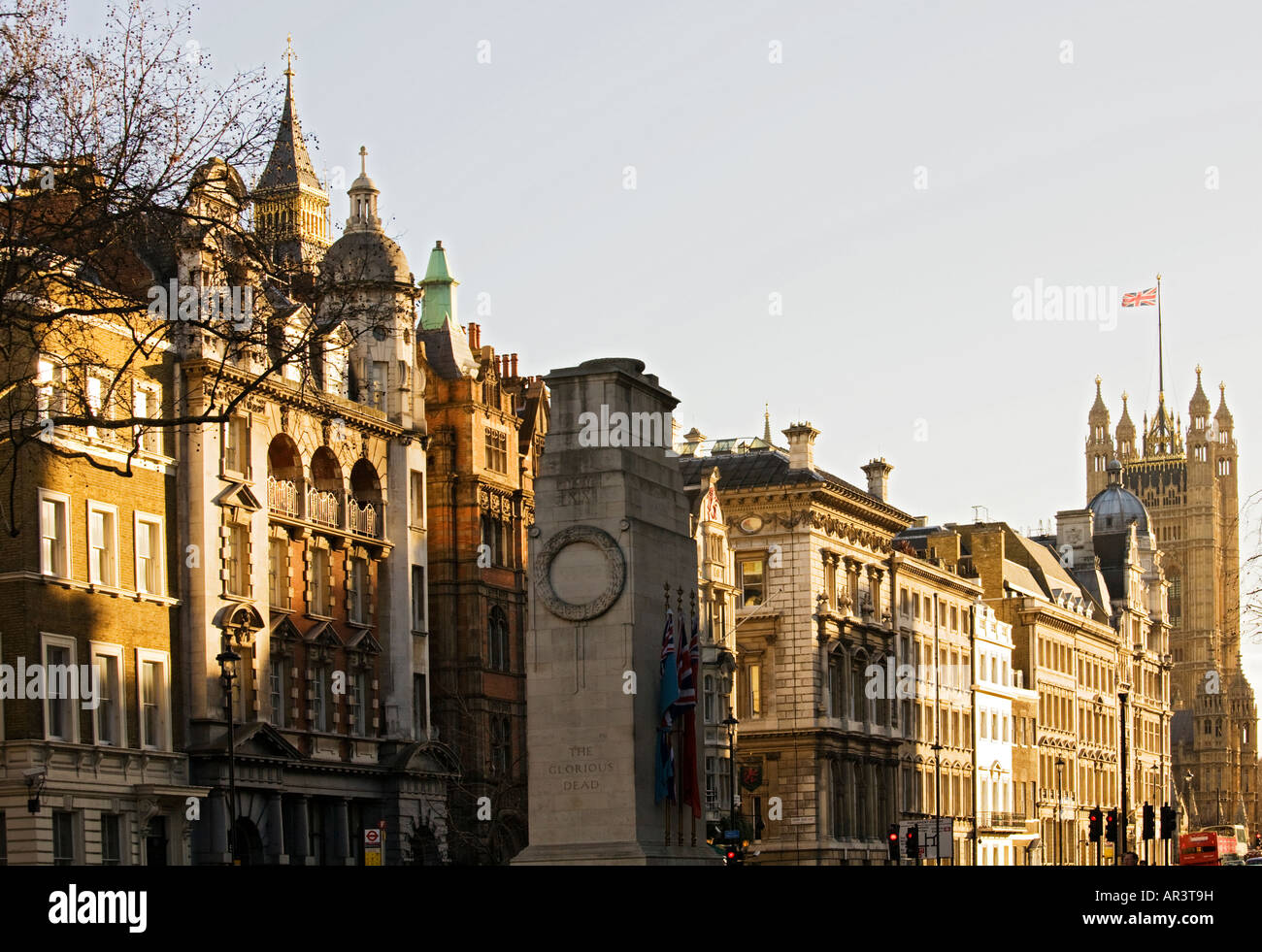View of cenotaph and Victoria Tower in Whitehall,London,UK Stock Photo ...