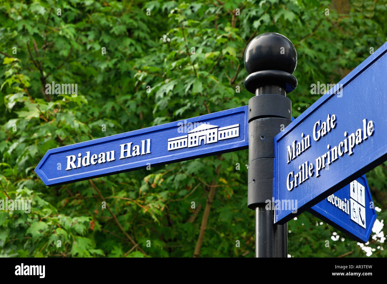 Directional signs inside the grounds of Rideau Hall Governor Generals ...
