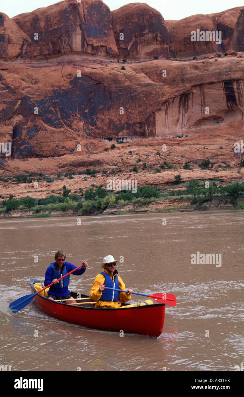 Two men canoeing on the Colorado River near Moab Stock Photo - Alamy