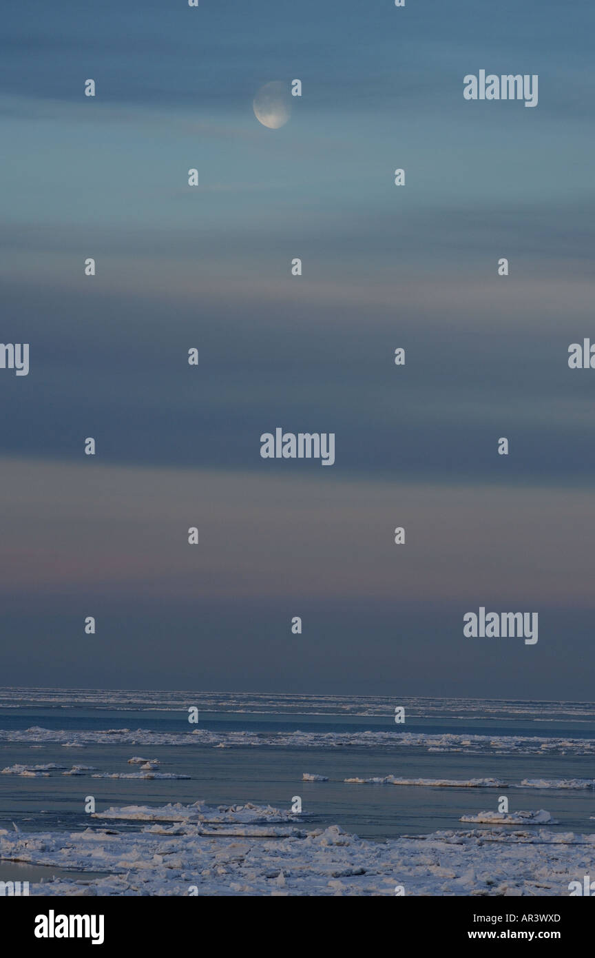 moon over the Arctic ocean during fall freeze up Stock Photo - Alamy