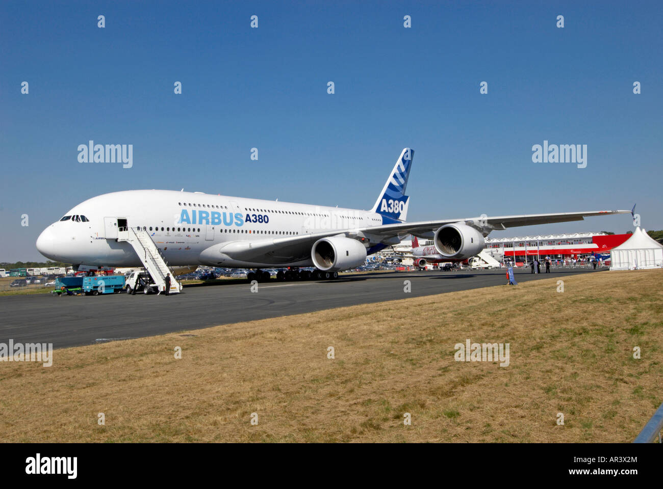 Airbus A380-800 front side view Farnborough Air Show 2006 Stock Photo ...