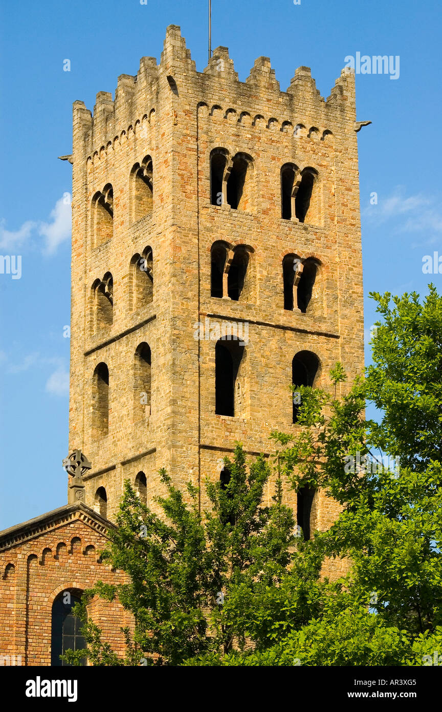 Bell tower of the Romanesque monastery of Santa Maria de Ripoll 12th ...