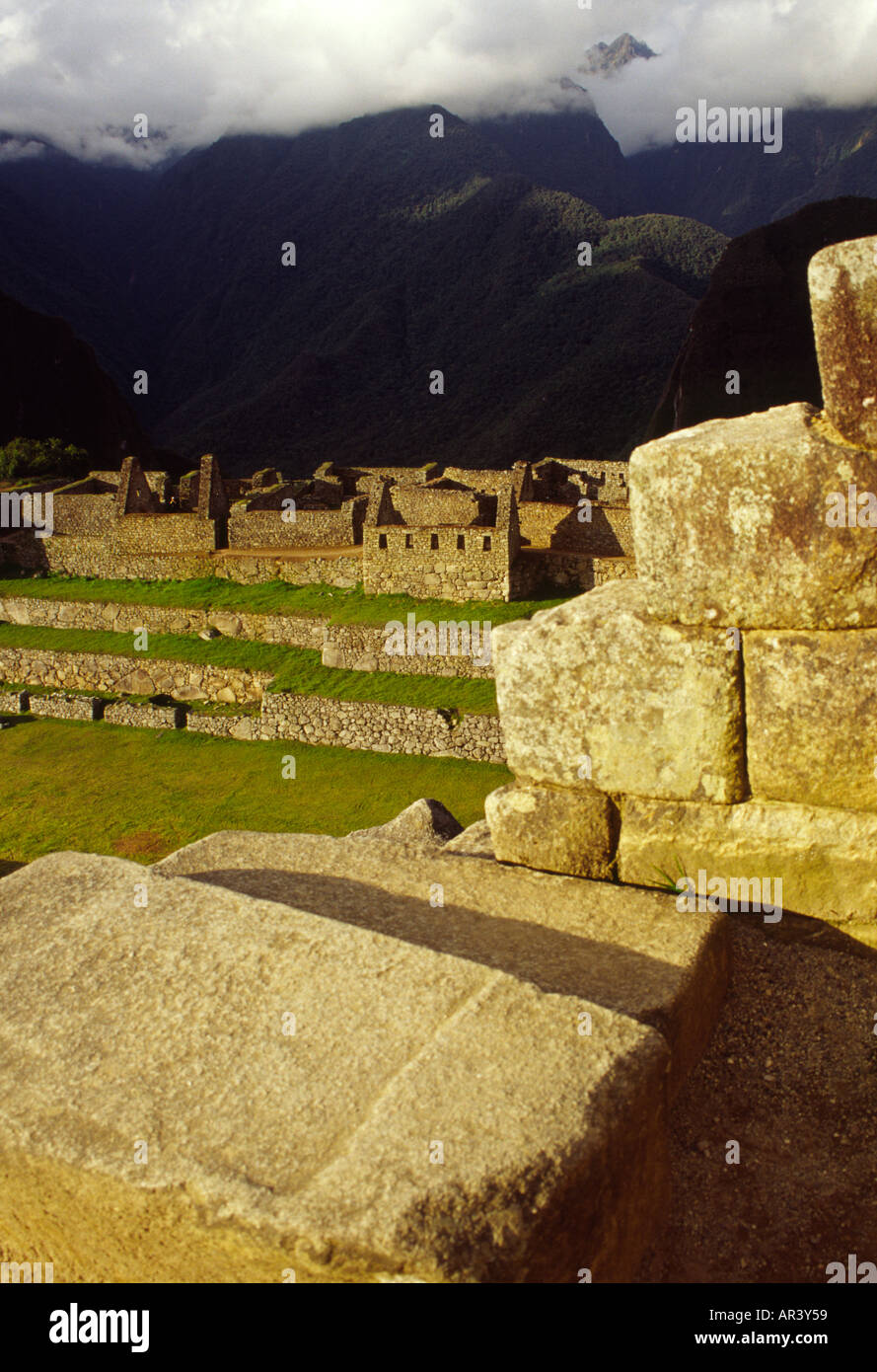Machu Picchu, showing Inca stonework, Peru, South America Stock Photo ...