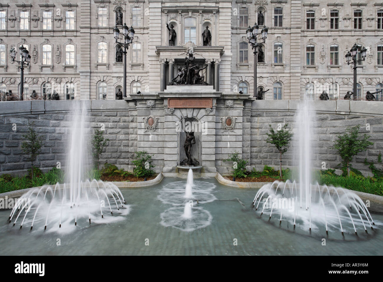 View of the Parliament building statues on the front facade The ...
