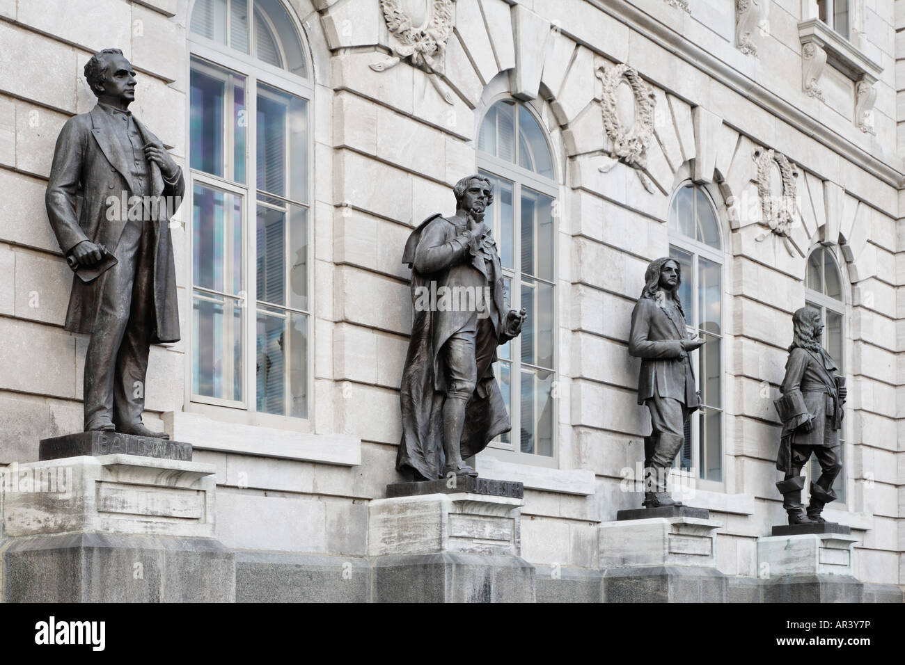 View of the Parliament building statues on the front facade The ...
