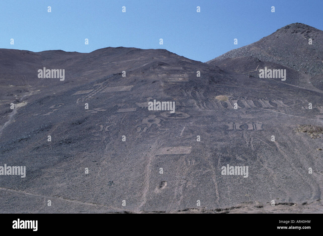 South America, Peru, Nazca Lines, ancient geoglyph markings,Peruvian ...
