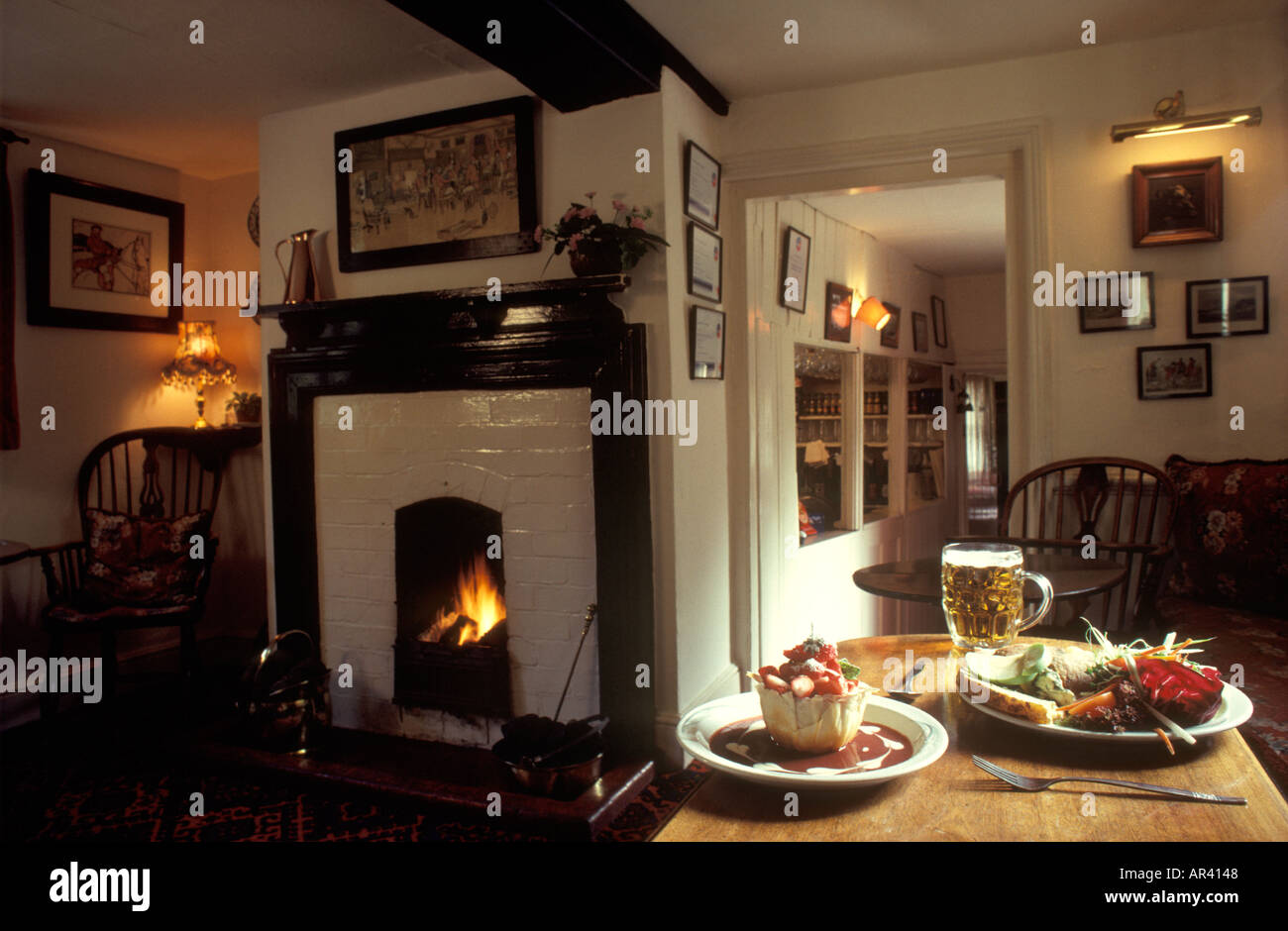 UK pub food, village pub lunch open real log fire. The Crown Inn, Old ...