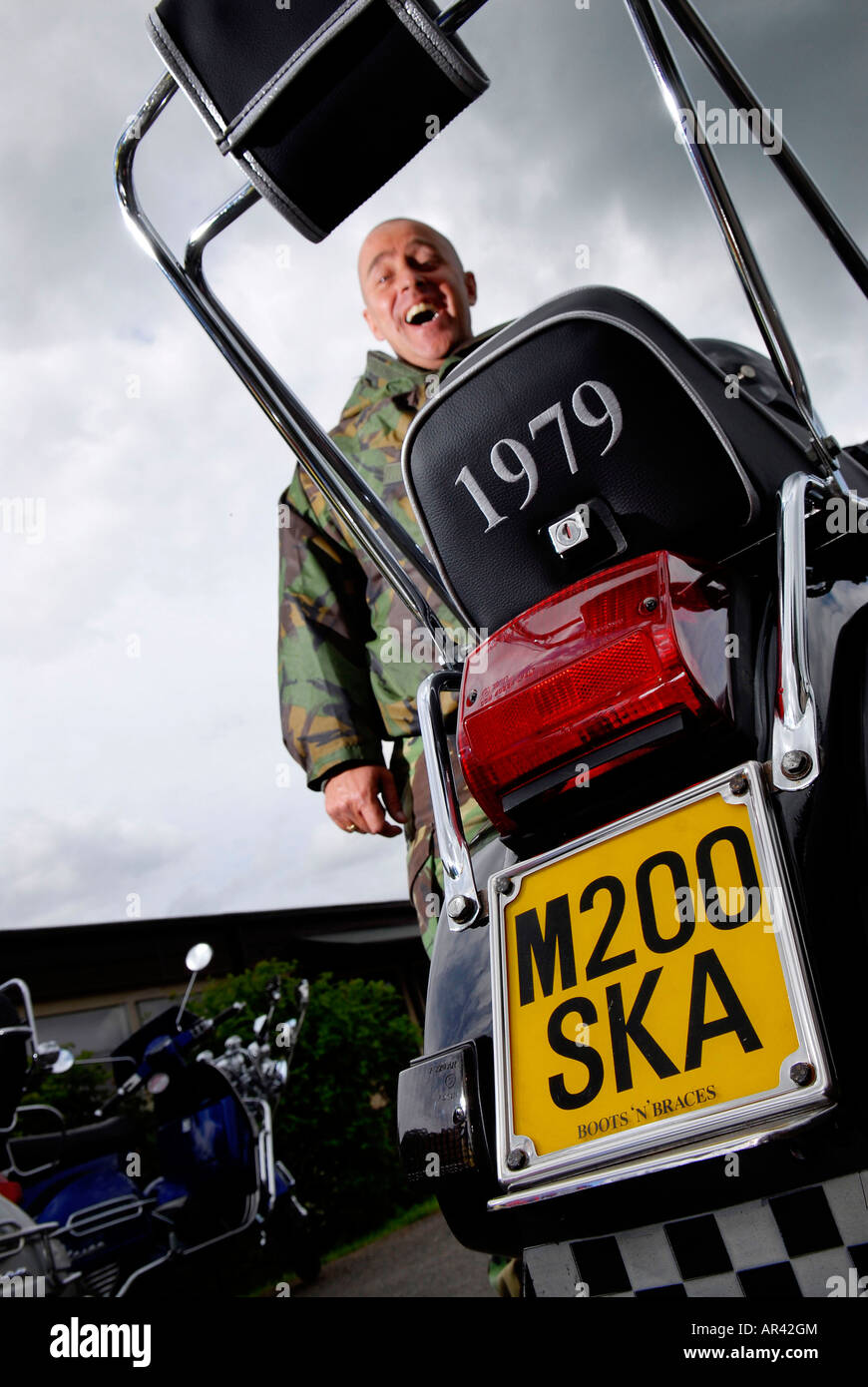 scooter with ska number plate and owner Stock Photo - Alamy