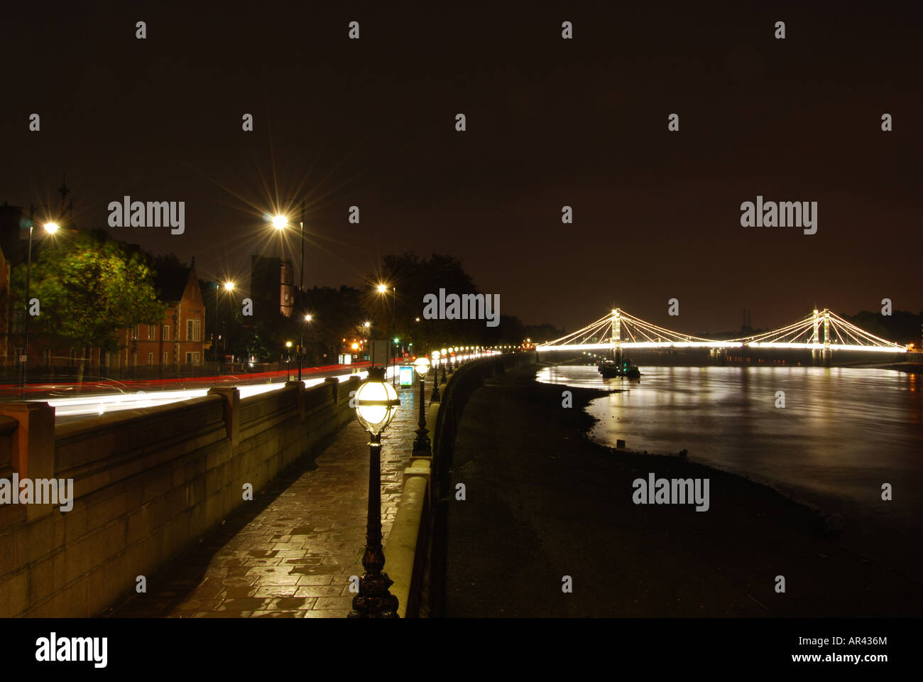 Albert Bridge at night, London Stock Photo - Alamy