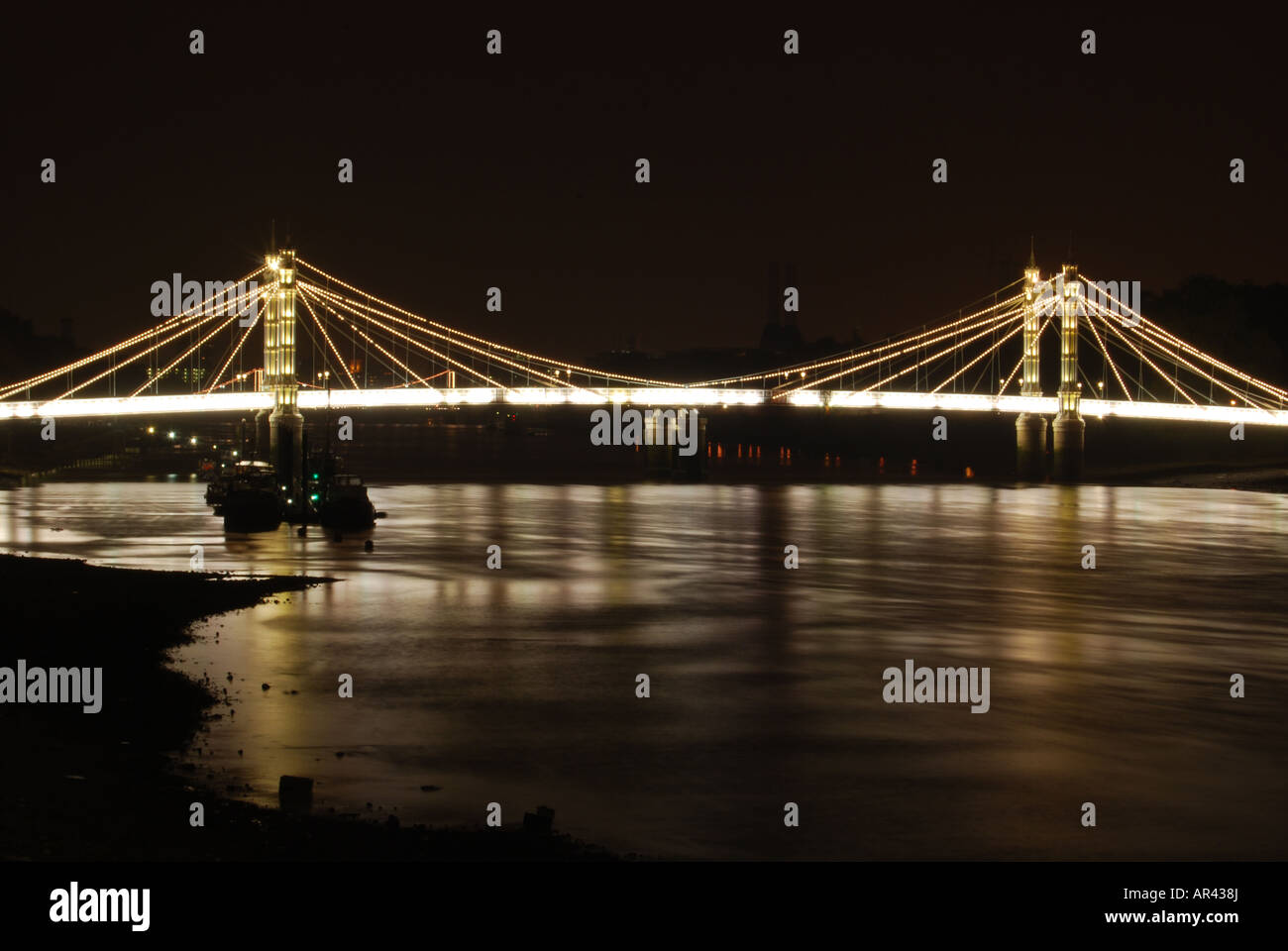 Albert Bridge at night, London Stock Photo - Alamy