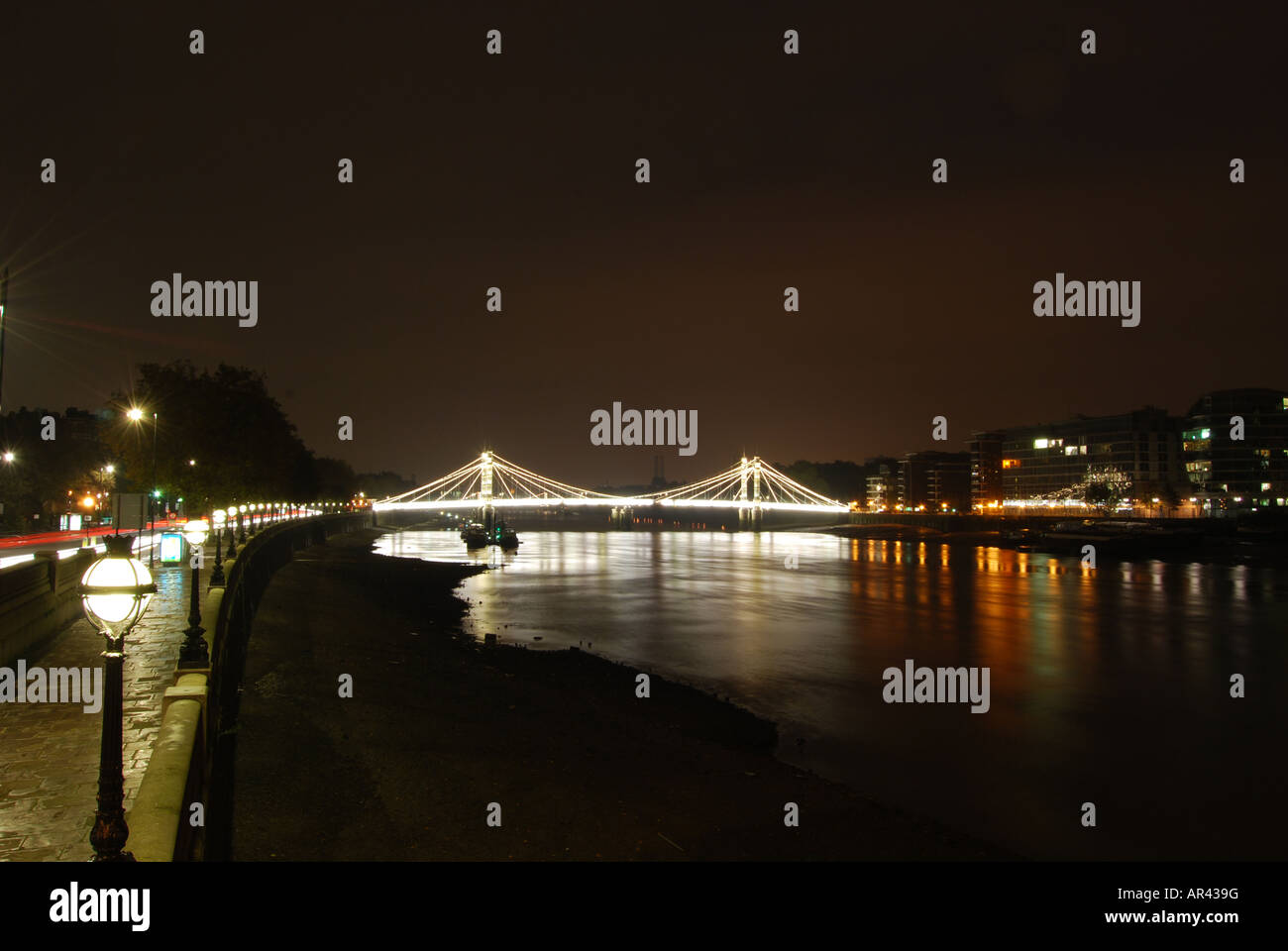 Albert Bridge at night, London Stock Photo - Alamy