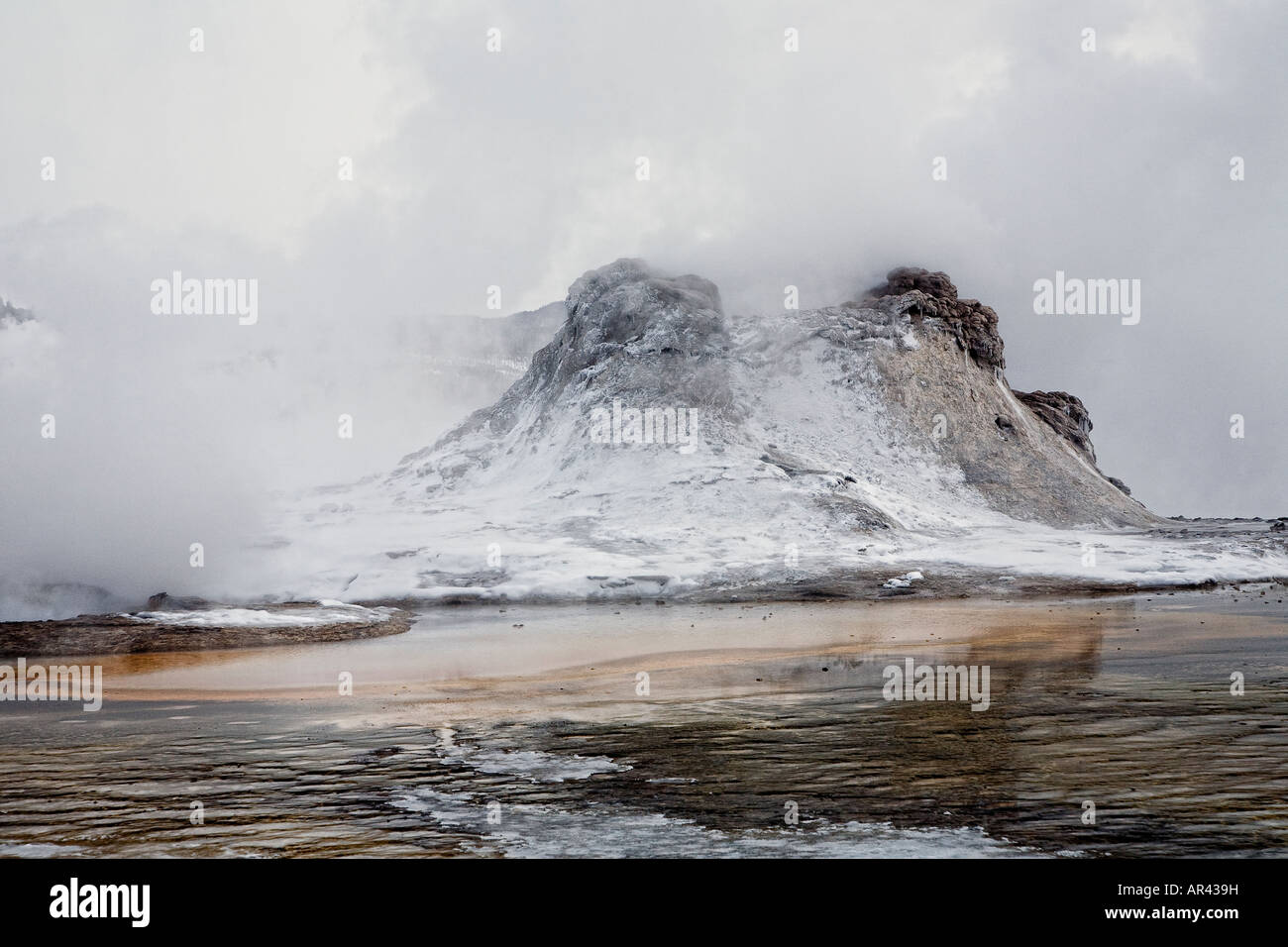Yellowstone National Park in winter snow Tortoise Shell Spring at ...
