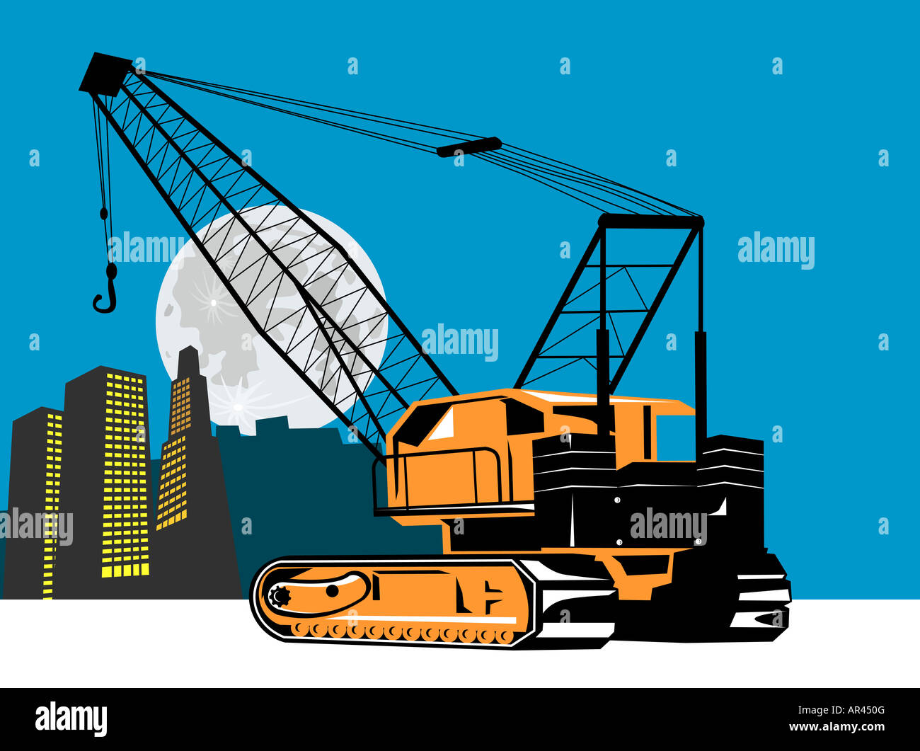 Crane with moon hi-res stock photography and images - Alamy
