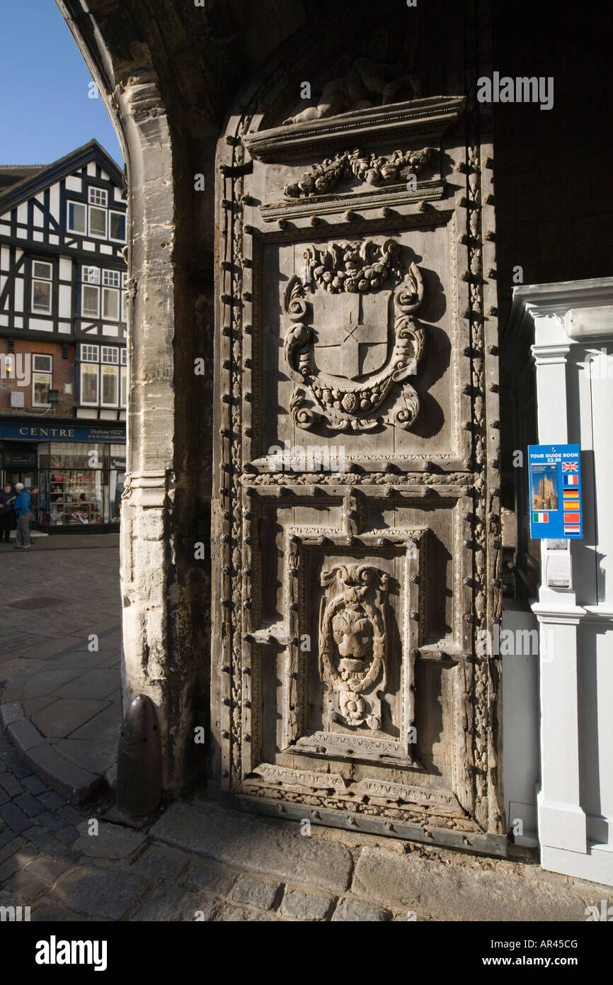 Wooden carved gates of Christ Church Gate entrance to Canterbury ...