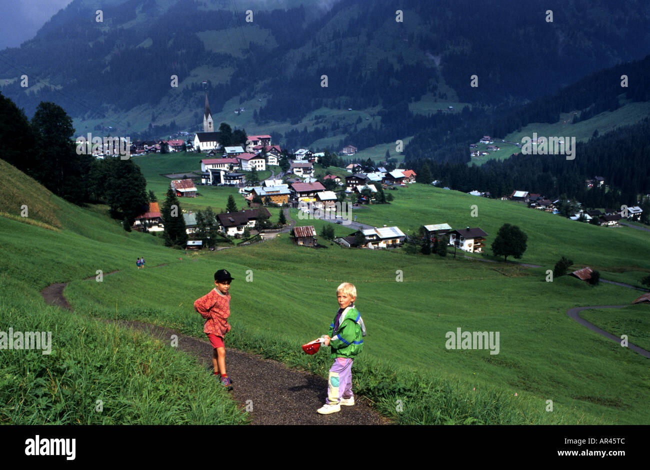 Austria Austrian walking Hike Hiking tour Family Stock Photo - Alamy